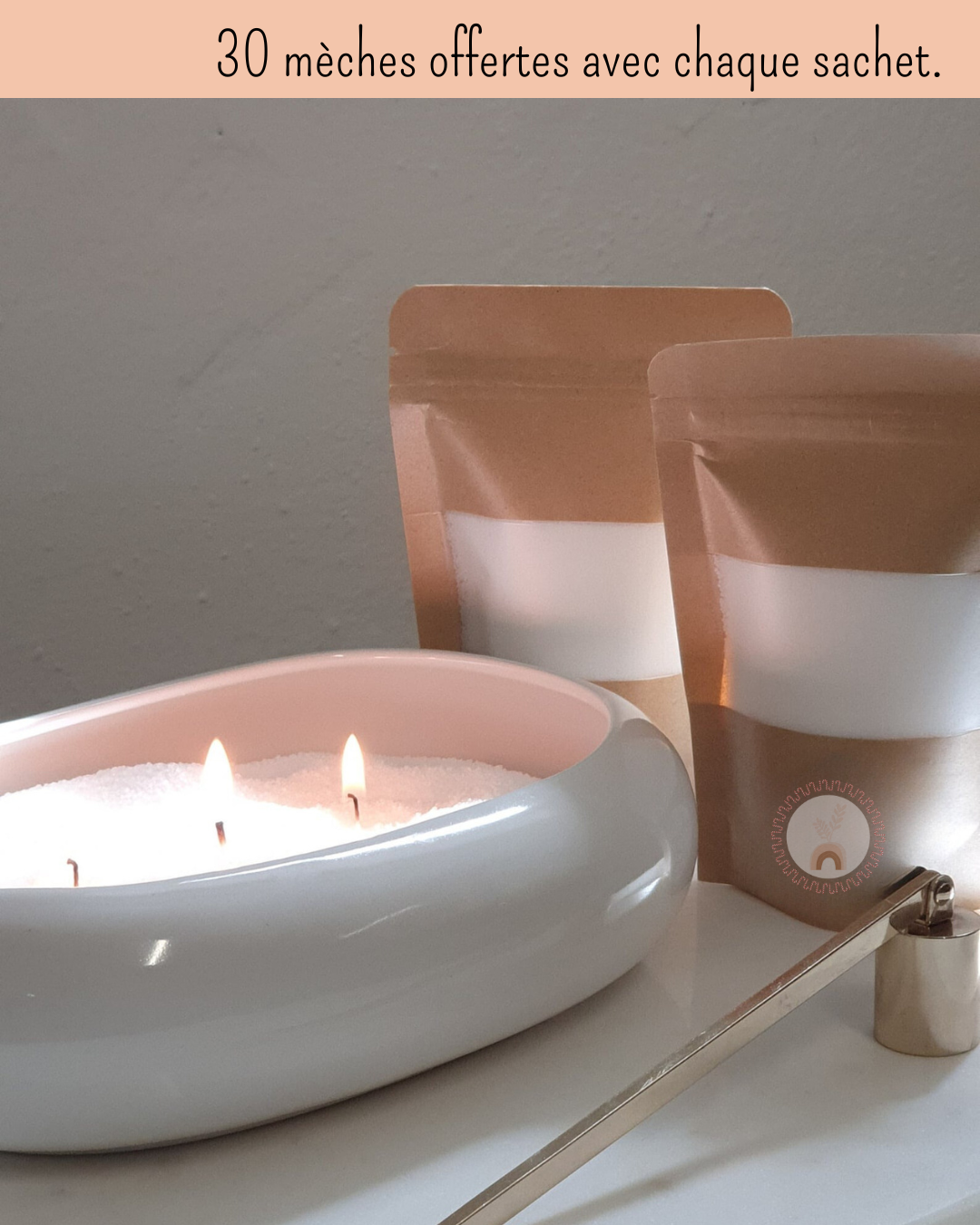 Bougie Perlée - Boho avec mèches incluses – Boho Design Morocco